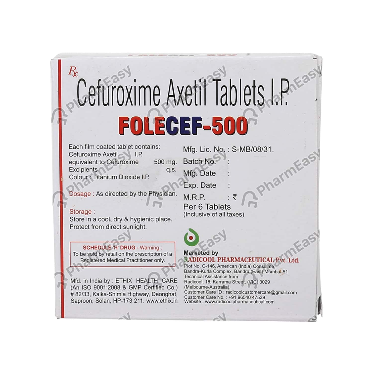 Folecef 500 MG Tablet (6) - Uses, Side Effects, Dosage, Composition ...