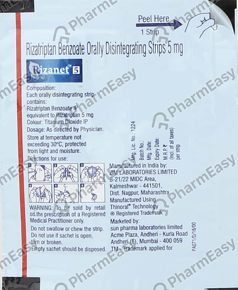 Buy Rizanet 5 MG Orally Disintegrating Strip (1) Online at Flat 15% OFF ...