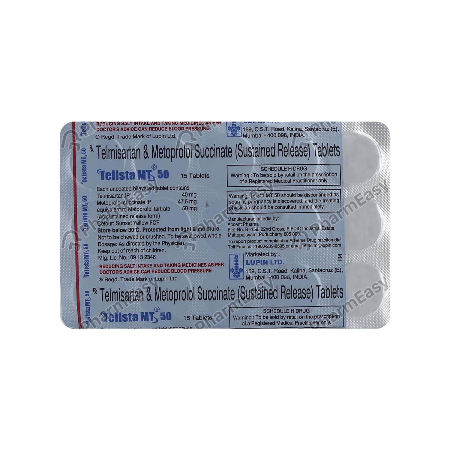 Telista Mt 50mg Strip Of 15 Tablets - Uses, Side Effects, Dosage ...