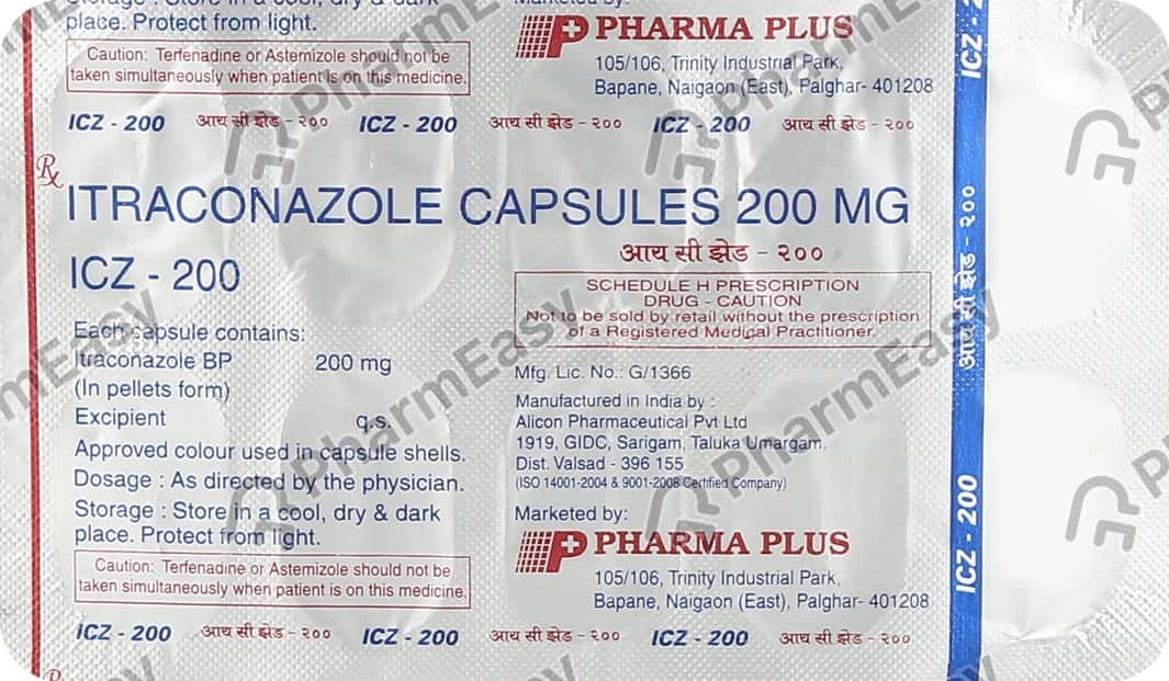 Icz 200 MG Capsule (10): Uses, Side Effects, Price & Dosage | PharmEasy