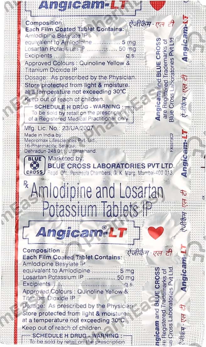 Angicam Lt Strip Of 15 Tablets: Uses, Side Effects, Price & Dosage ...
