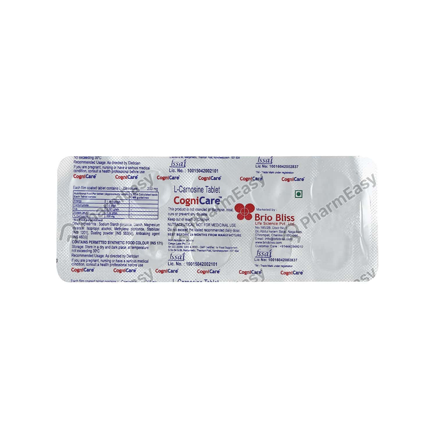 Buy Cognicare 200 MG Tablet (10) Online at Flat 18% OFF* | PharmEasy