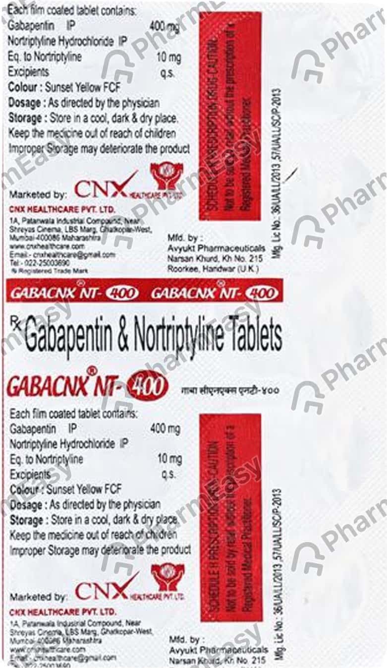 Gabacnx Nt 400mg Strip Of 10 Tablets: Uses, Side Effects, Price ...