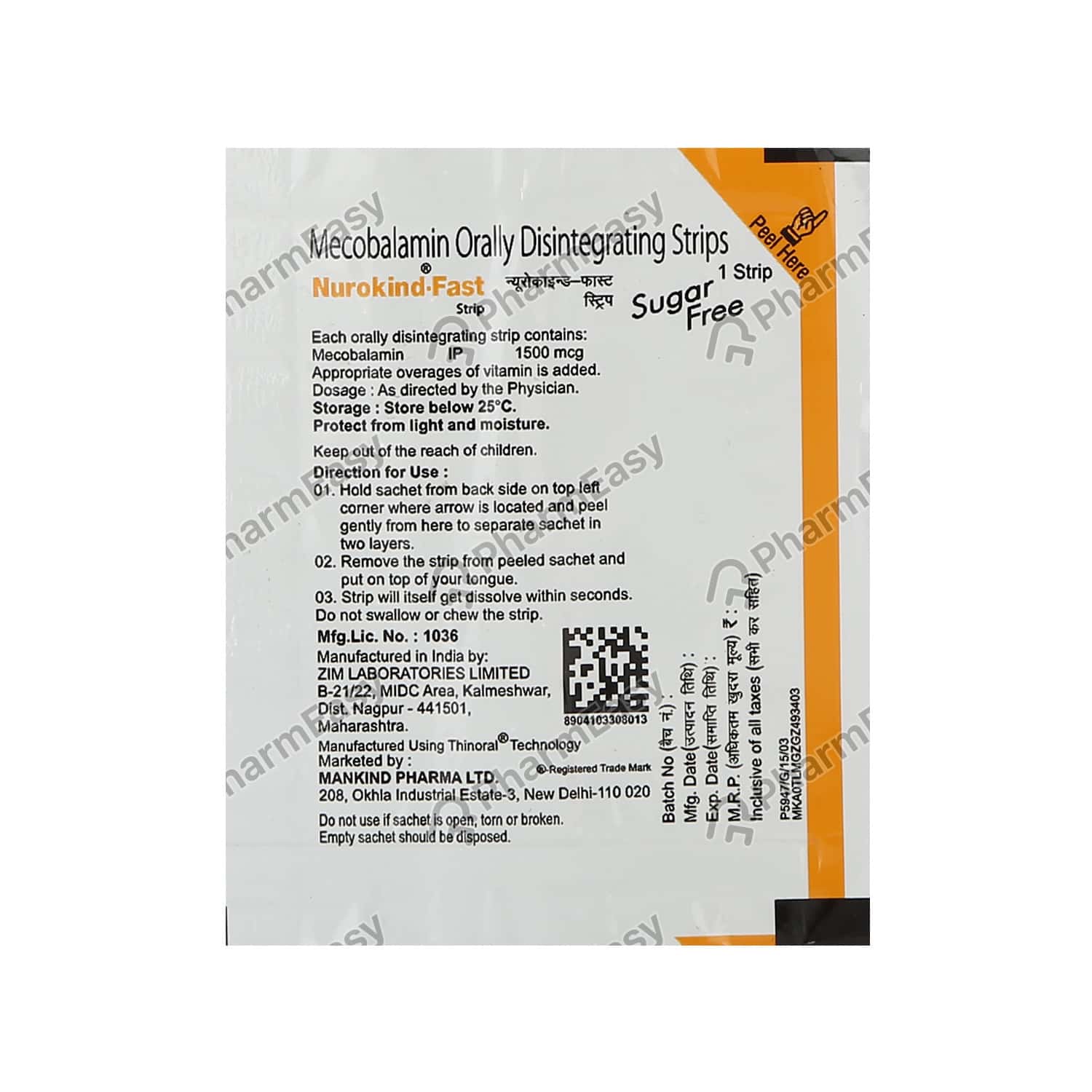 Buy Nurokind Fast 1500 MCG Orally Disintegrating Strip (1) Online at ...