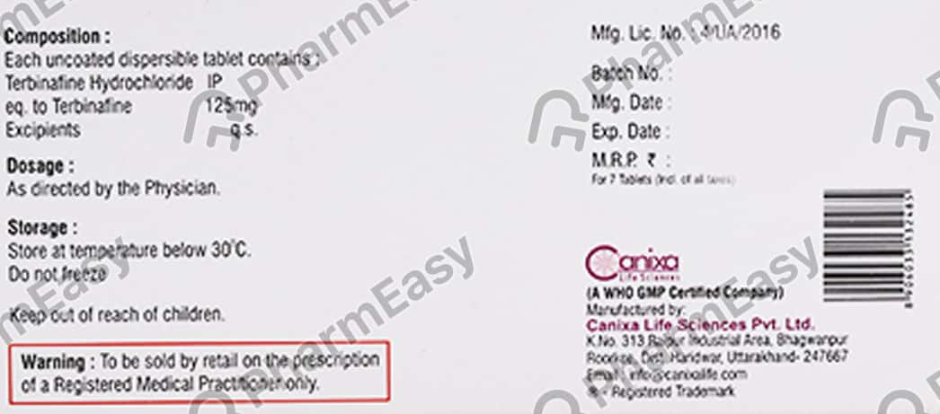 Lamifin Dt 125 MG Tablet (7): Uses, Side Effects, Price & Dosage ...
