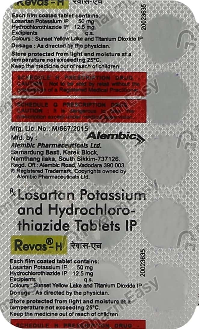 Revas H Strip Of 15 Tablets: Uses, Side Effects, Price & Dosage | PharmEasy