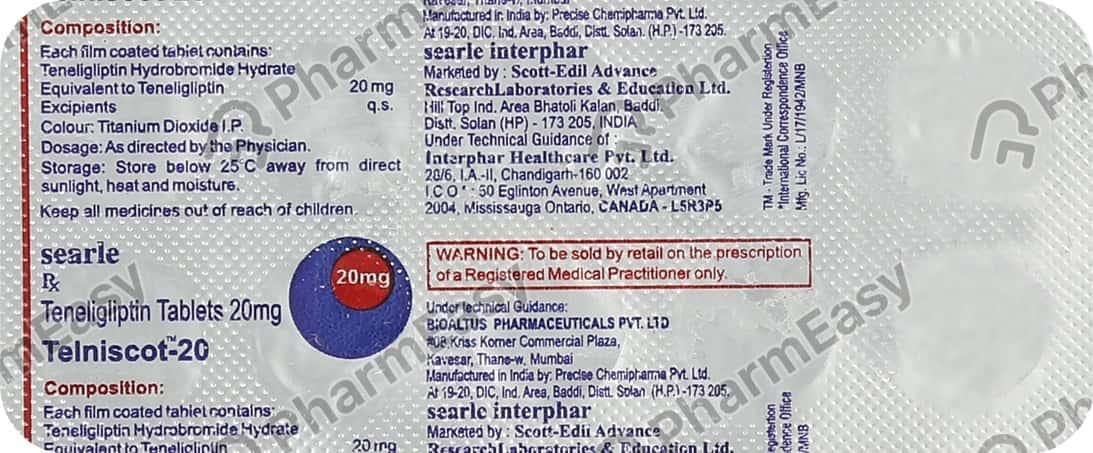 Telniscot 20 MG Tablet (10): Uses, Side Effects, Price, Dosage ...