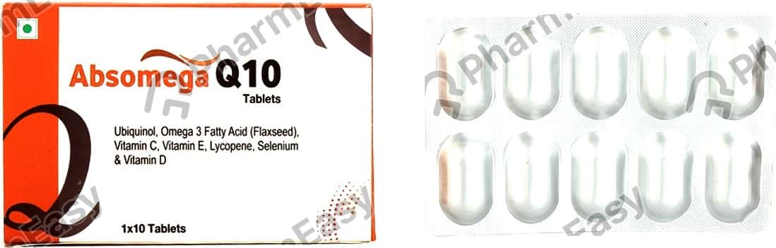 Buy Absomega Q10 Strip Of 10 Tablets Online at Flat 15% OFF | PharmEasy