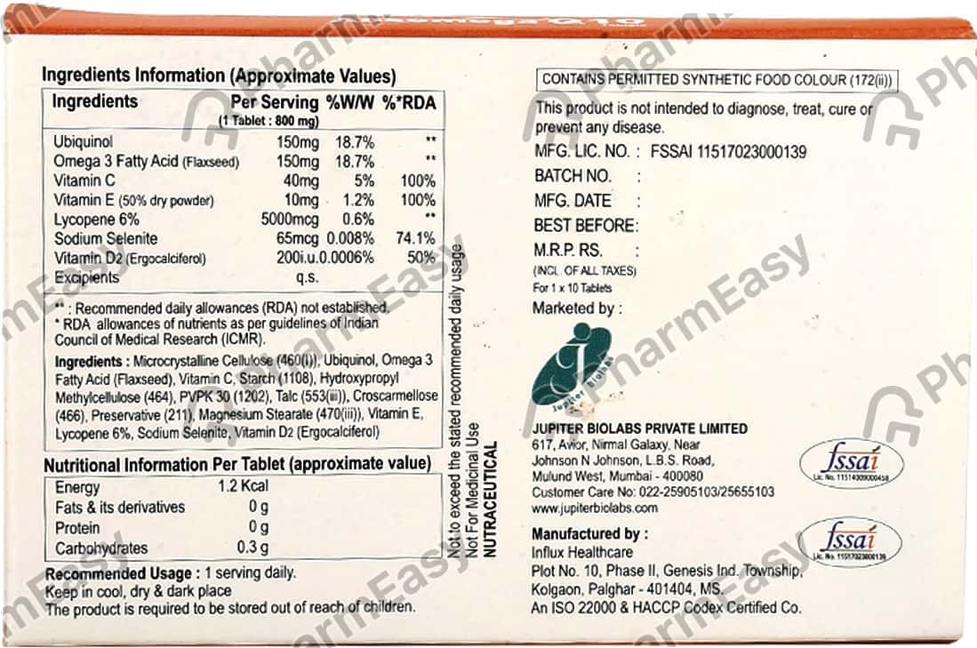 Buy Absomega Q10 Strip Of 10 Tablets Online at Flat 15% OFF | PharmEasy