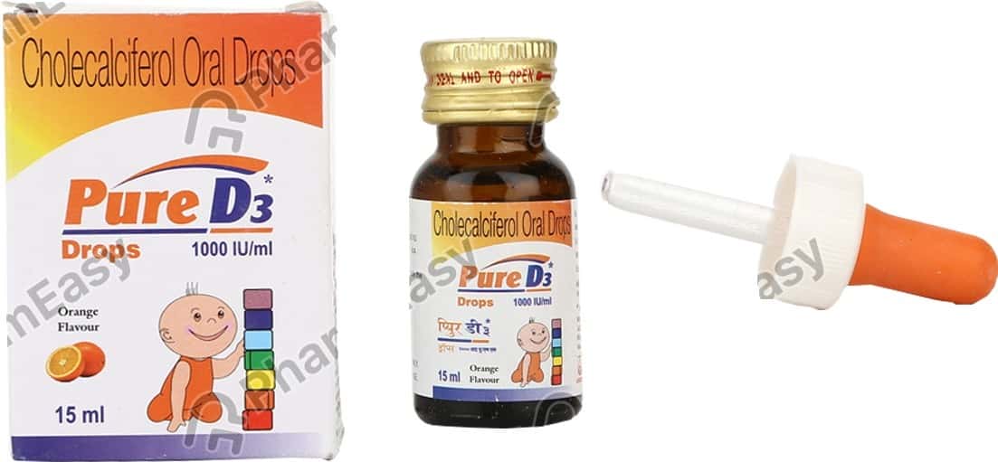 Pure D3 1000 IU Oral Drop (15): Uses, Side Effects, Price & Dosage ...