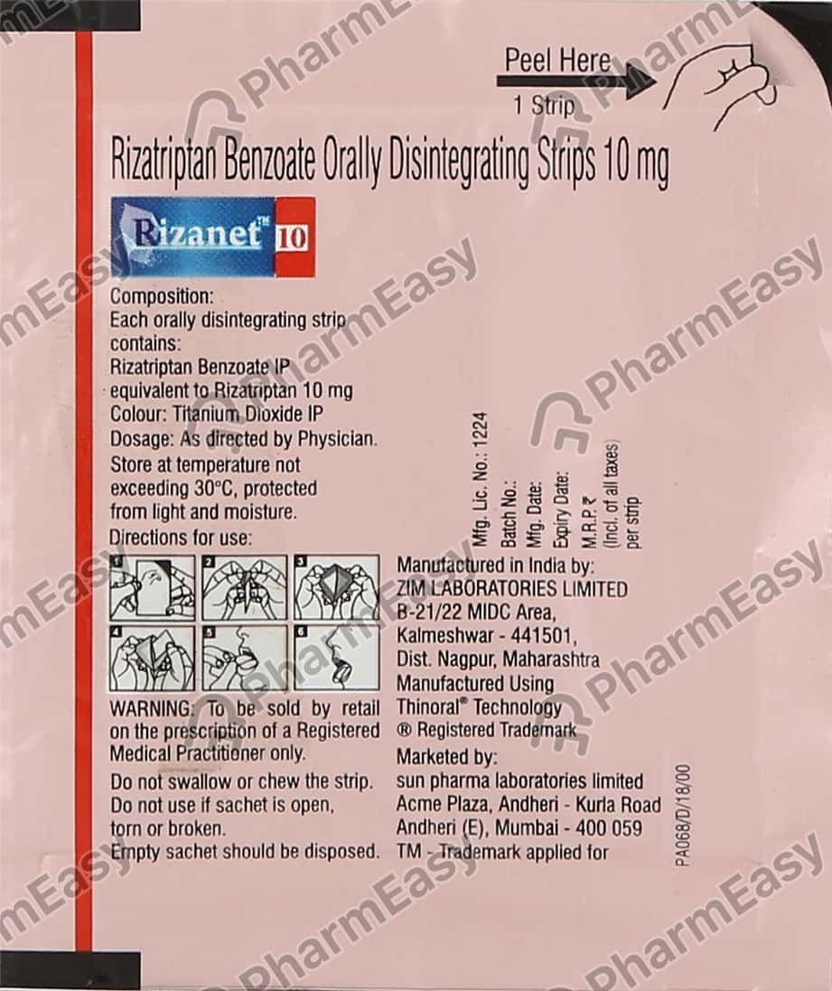Buy Rizanet 10 MG Orally Disintegrating Strip (1) Online at Flat 15% ...