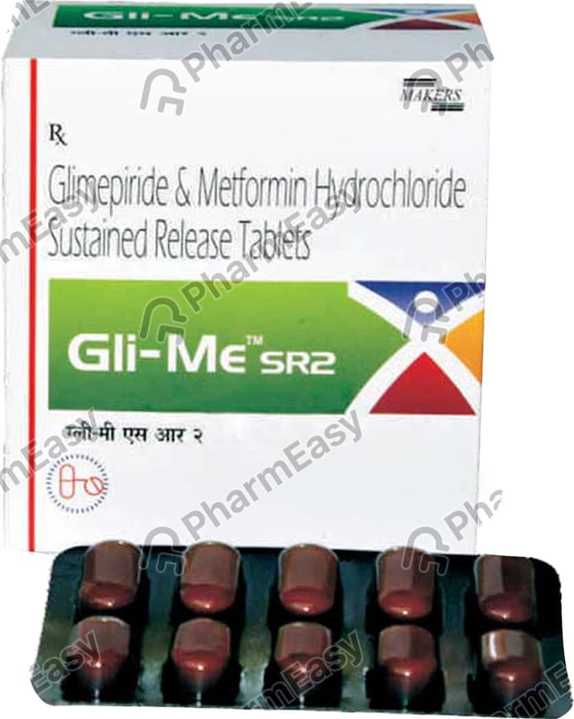 Gli Me Sr 2mg Strip Of 10 Tablets: Uses, Side Effects, Price & Dosage ...
