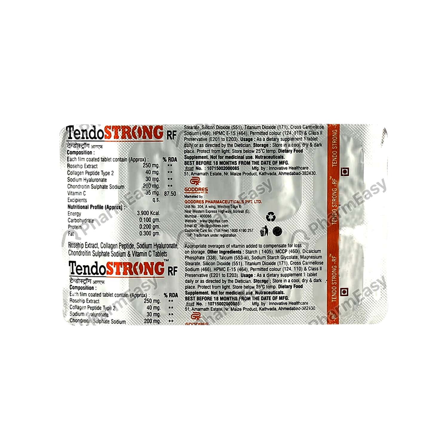 Buy Tendostrong Rf Strip Of 10 Tablets Online at Flat 15% OFF | PharmEasy
