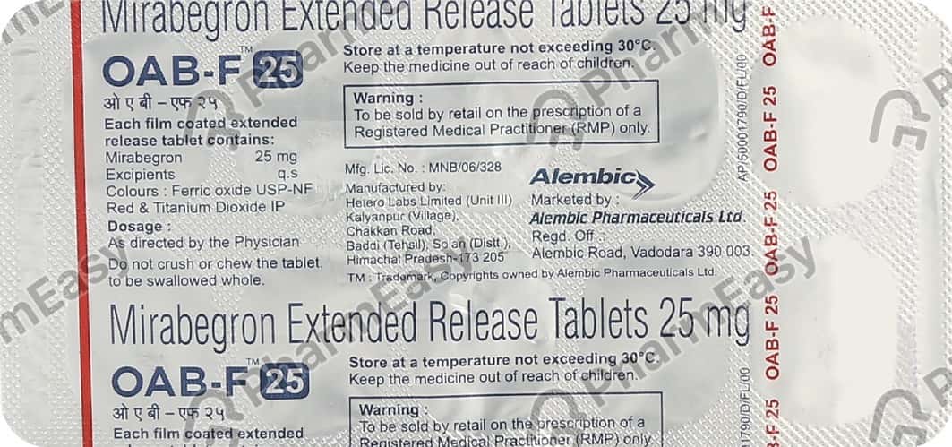 Oab F 25 MG Tablet (10): Uses, Side Effects, Price & Dosage | PharmEasy
