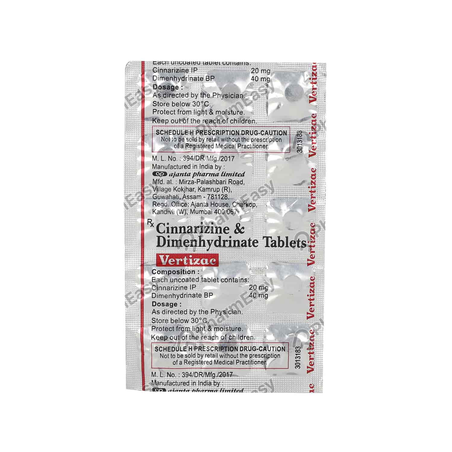 Buy Vertizac Tab 15'S Online at flat 15% off | PharmEasy