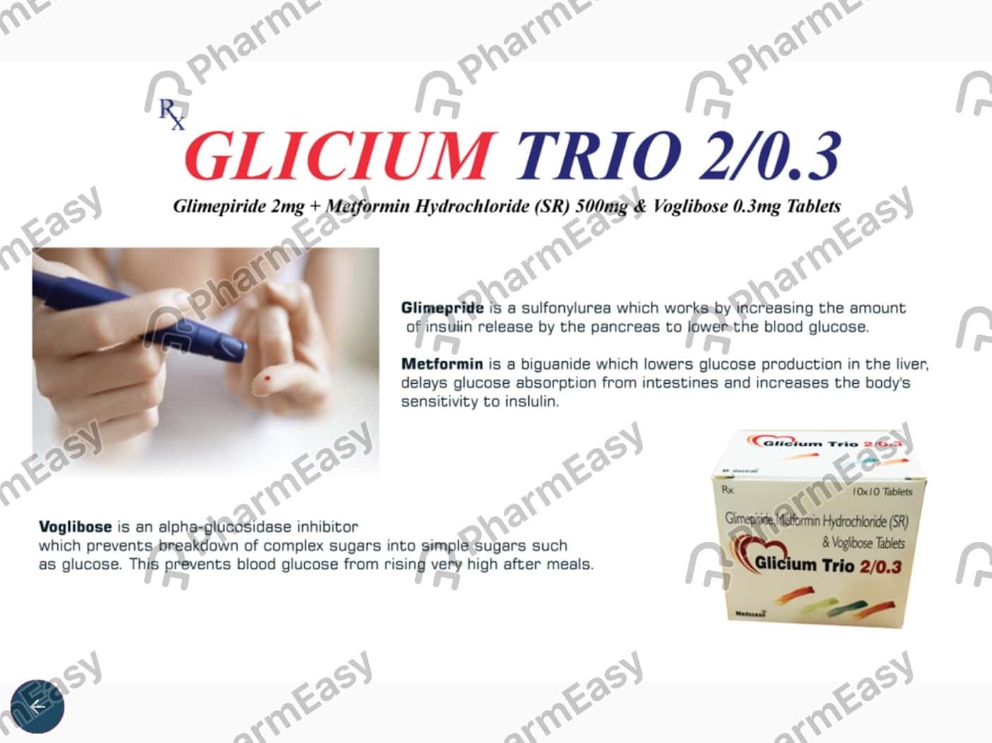 Glicium Trio 2/0.3 Mg Strip Of 10 Tablets: Uses, Side Effects, Price ...