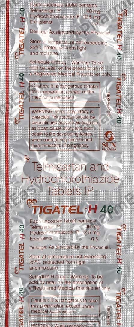 Tigatel H 40mg Strip Of 10 Tablets: Uses, Side Effects, Price & Dosage ...