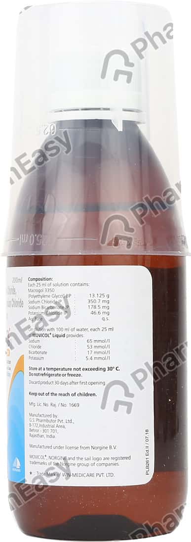 Movicol Orange Flavour Bottle Of 200ml Oral Liquid: Uses, Side Effects ...