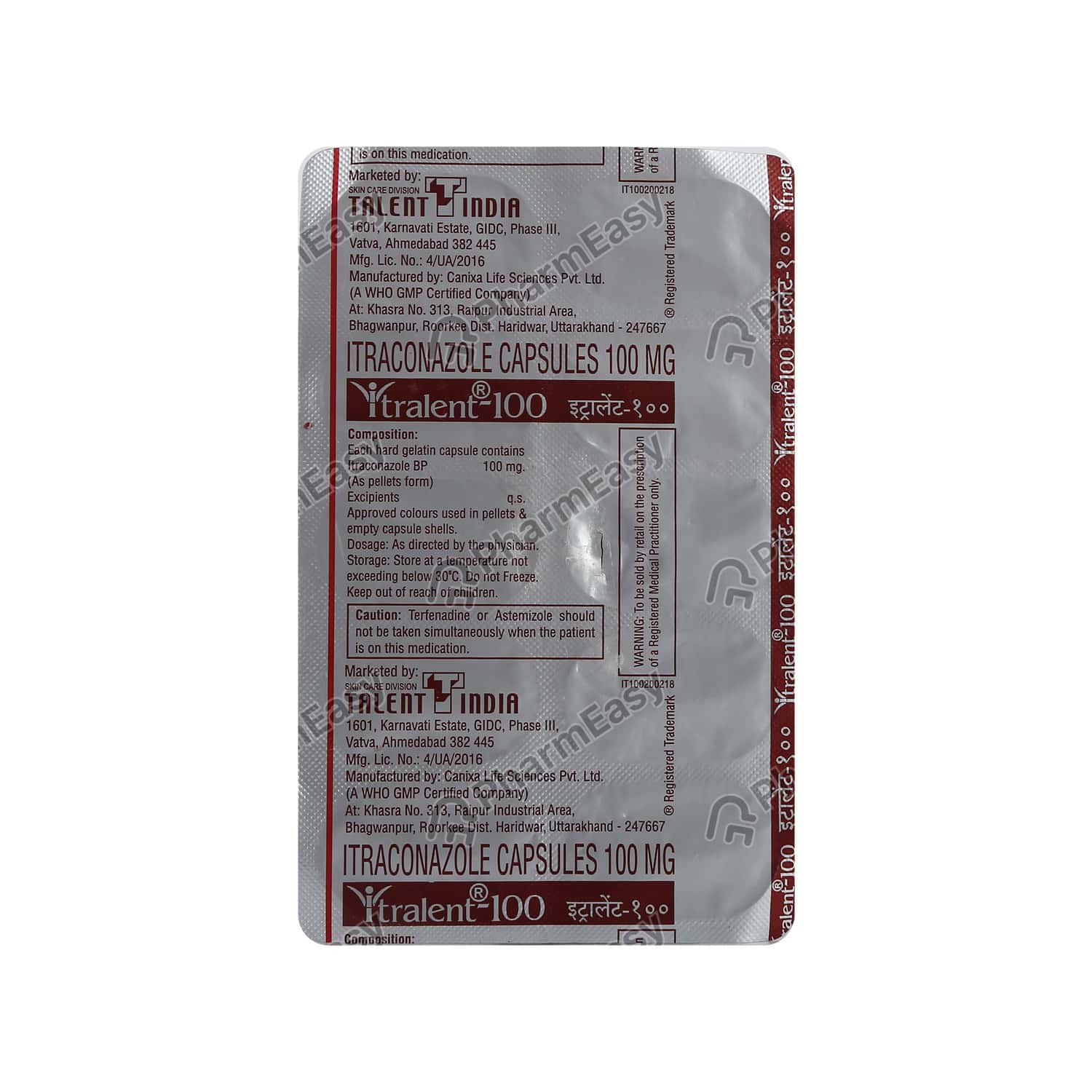 Itralent 100 MG Capsule (10) - Uses, Side Effects, Dosage, Composition ...