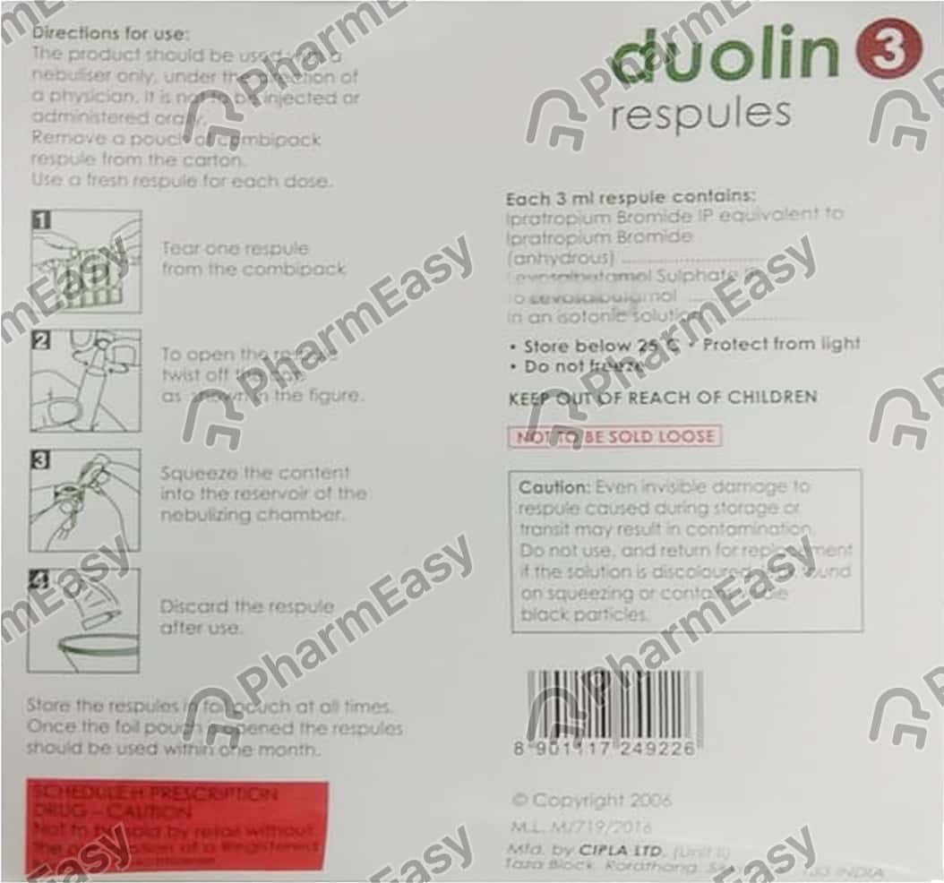 Duolin 3 500mcg/1.25mg 3ml Packet Of 5 Respules: Uses, Side Effects ...