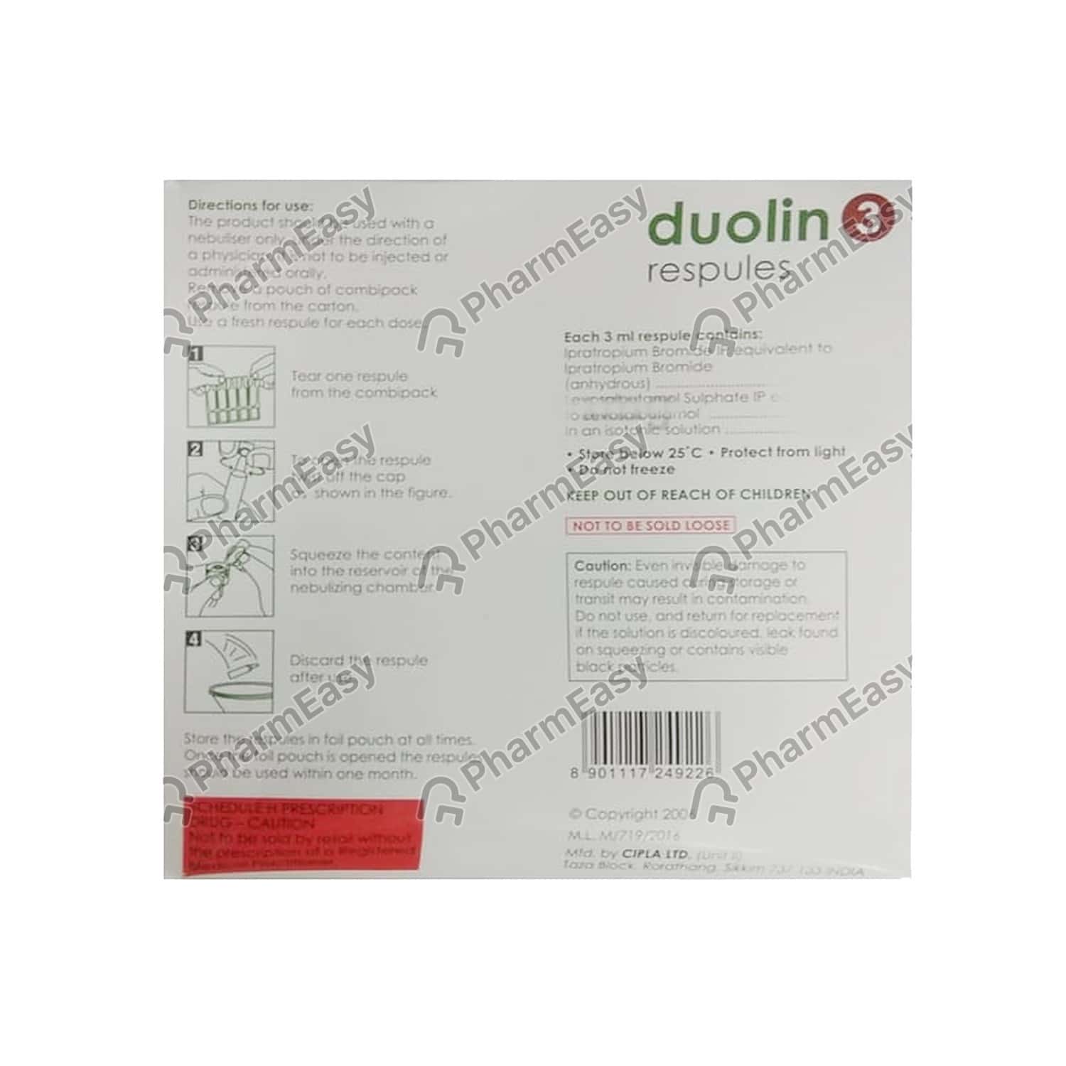 Duolin 3 Packet Of 5*3ml Respules - Uses, Side Effects, Dosage ...