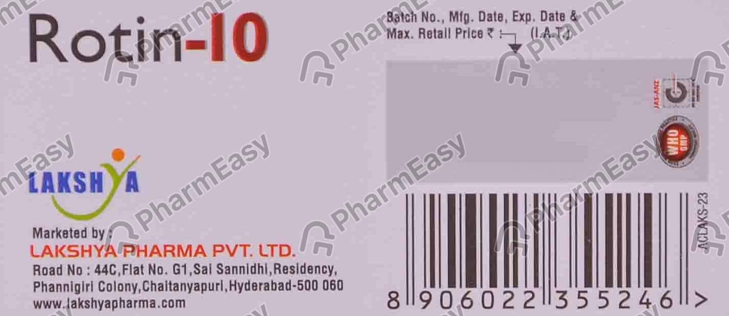 Rotin 10 MG Tablet (10): Uses, Side Effects, Price & Dosage | PharmEasy