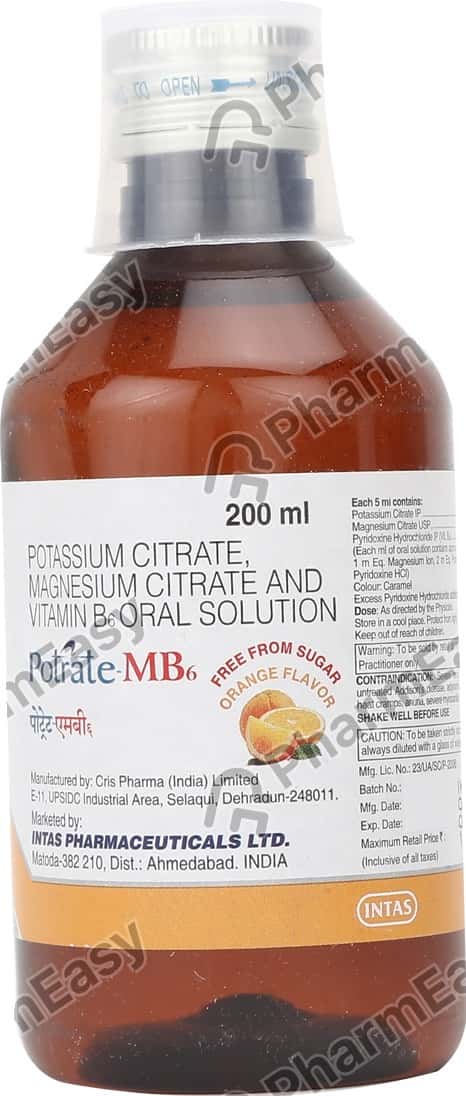Potrate Mb6 Orange Flavour Sugar Free Bottle Of 200ml Solution: Uses ...