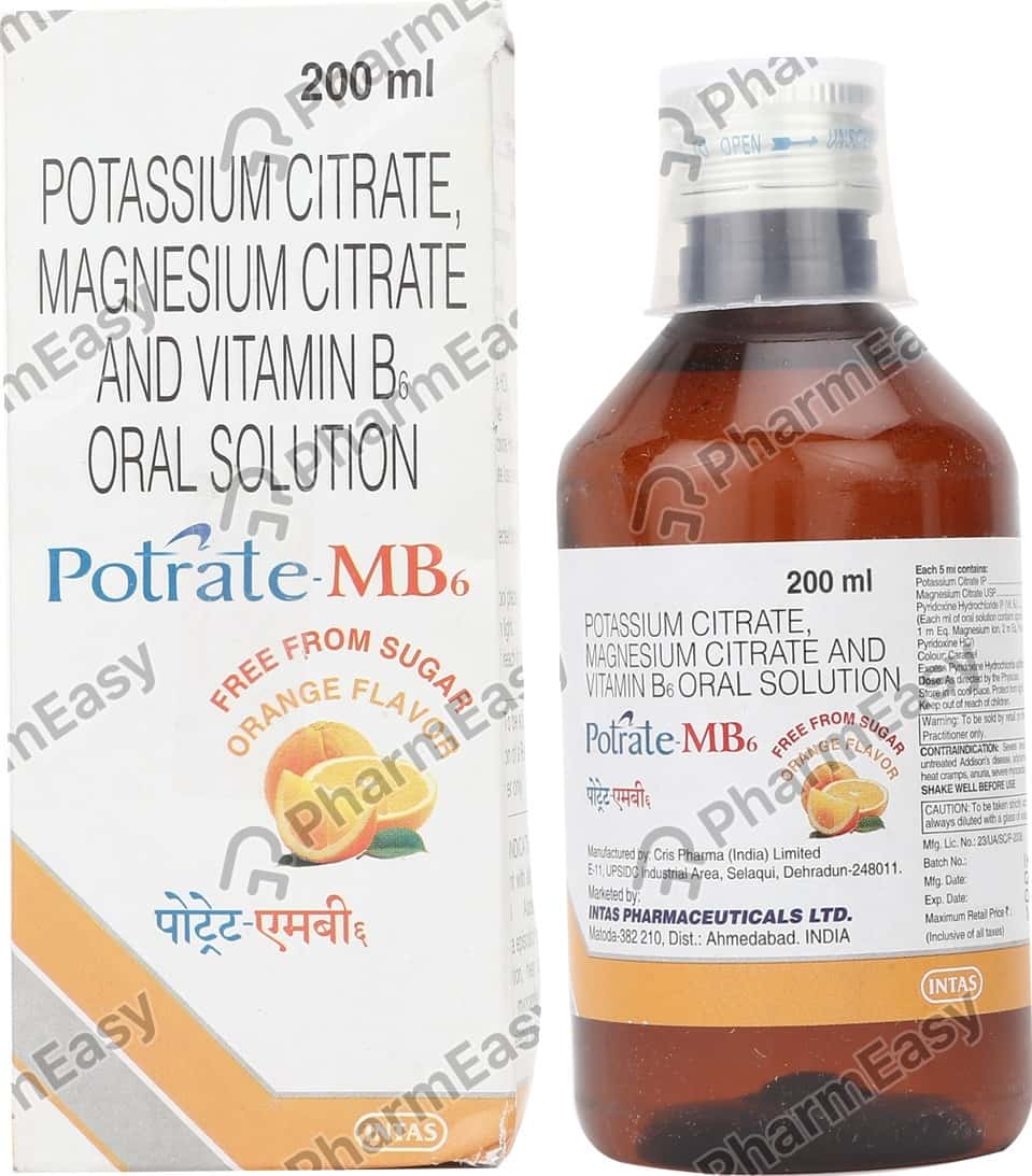 Potrate Mb6 Orange Flavour Sugar Free Bottle Of 200ml Solution: Uses ...