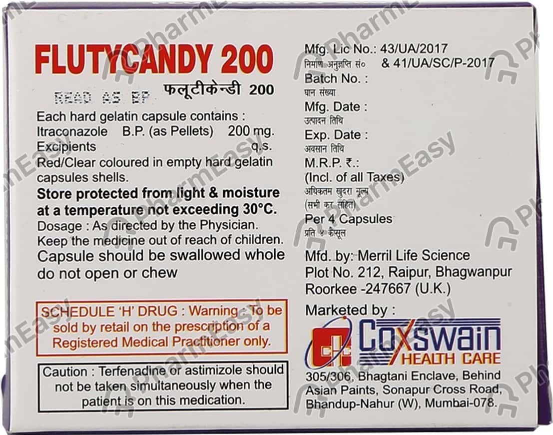 Flutycandy 200 MG Capsule (4): Uses, Side Effects, Price & Dosage ...