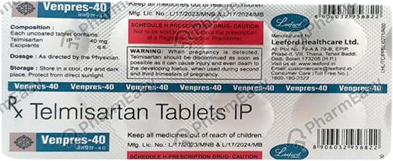 Venpres 40 MG Tablet (10): Uses, Side Effects, Price & Dosage | PharmEasy