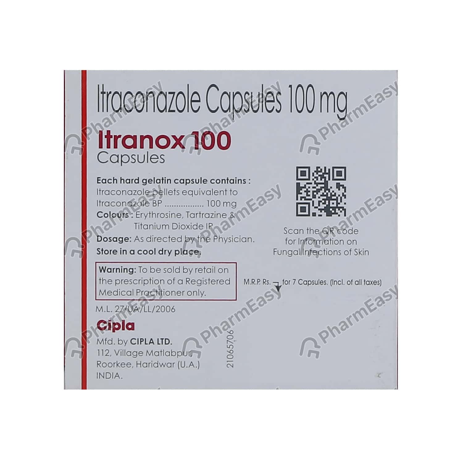 Itranox 100 MG Capsule (7) - Uses, Side Effects, Dosage, Composition ...