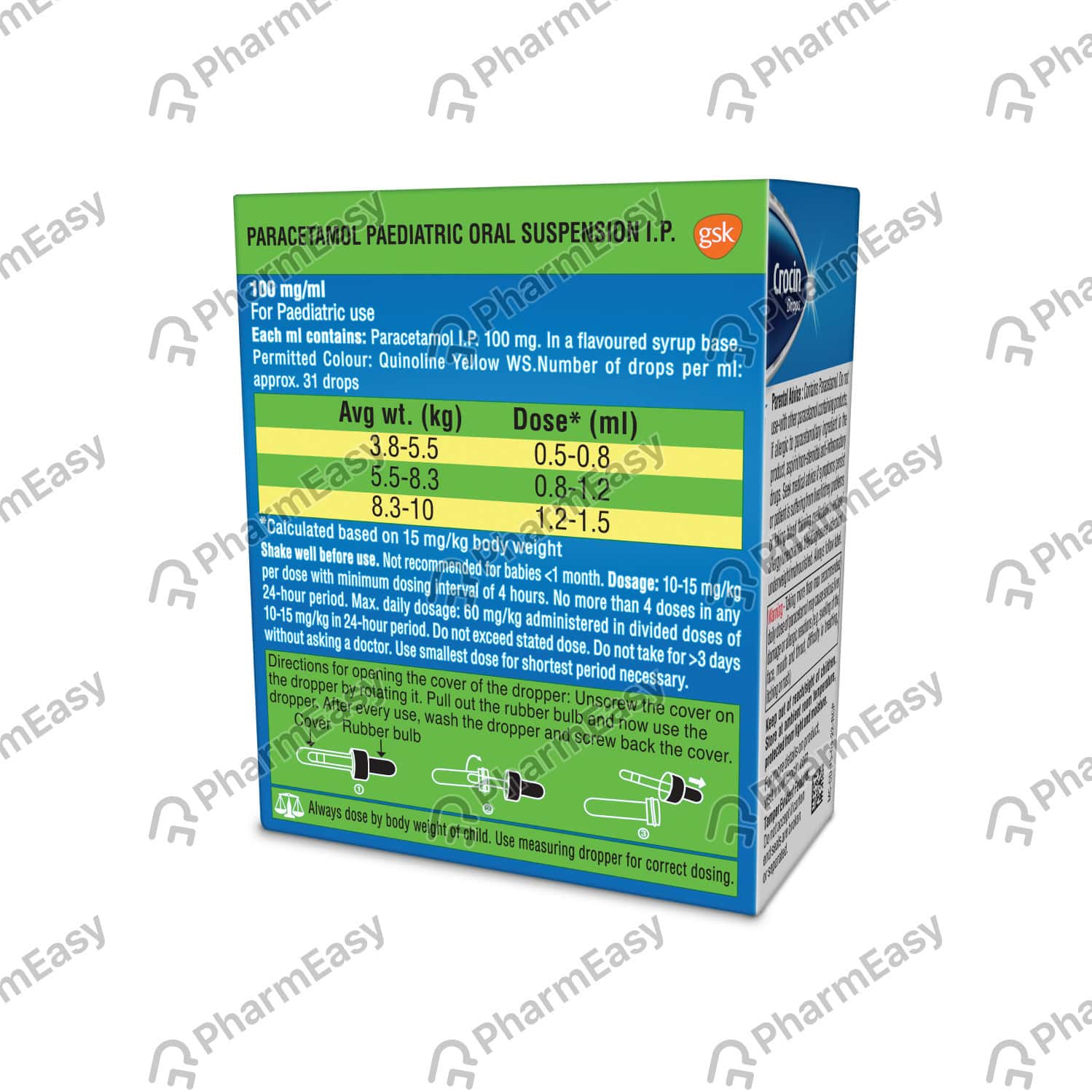 Crocin 100 MG/ML Oral Drop (15): Uses, Side Effects, Price & Dosage ...