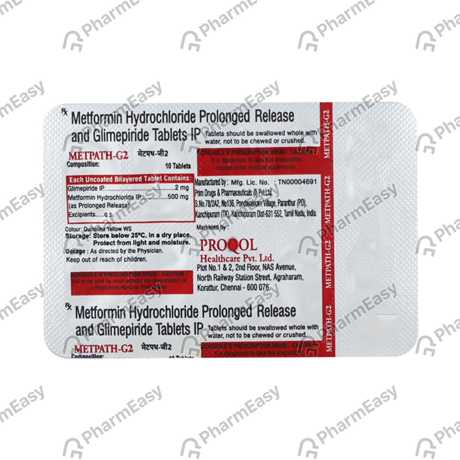 Metpath G 2mg Strip Of 10 Tablets: Uses, Side Effects, Price & Dosage ...