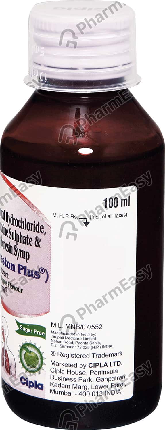 Cheston Plus Green Apple Flavour Sugar Free Bottle Of 100ml Expectorant: Uses, Side Effects ...