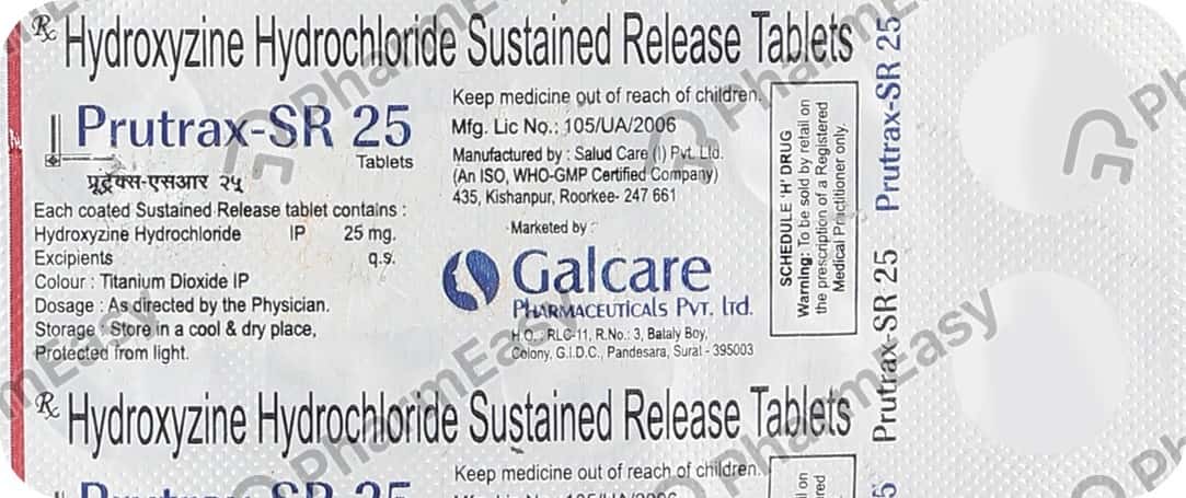 Prutrax Sr 25 MG Tablet (10): Uses, Side Effects, Price & Dosage ...