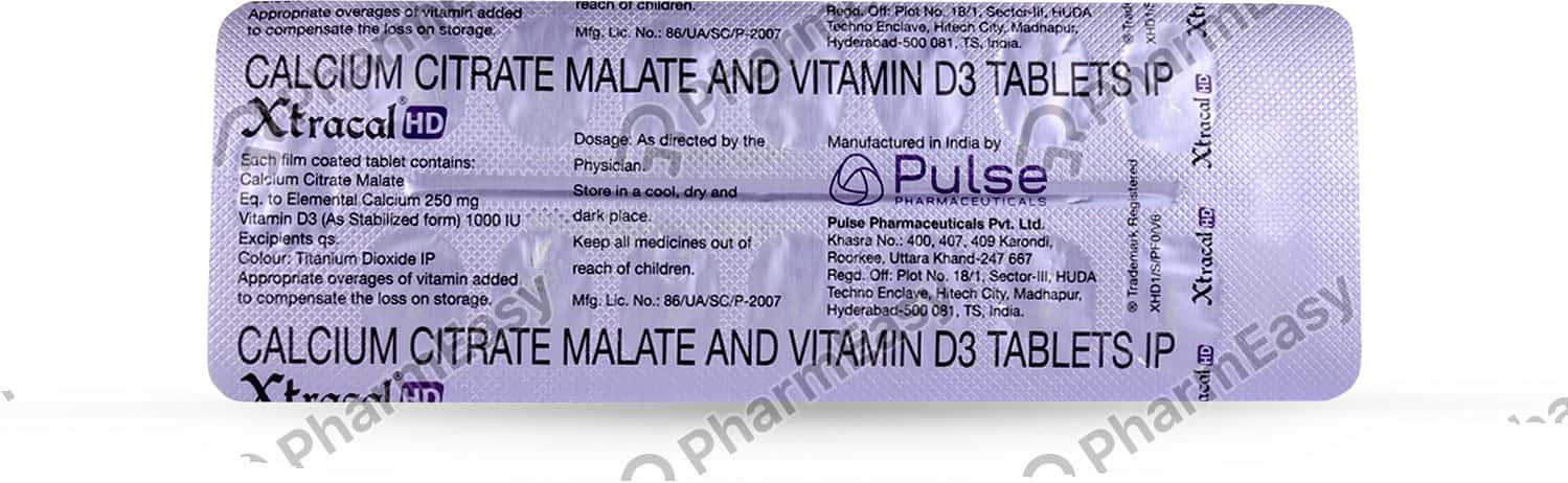 Xtracal Hd Strip Of 15 Tablets: Uses, Side Effects, Price & Dosage ...