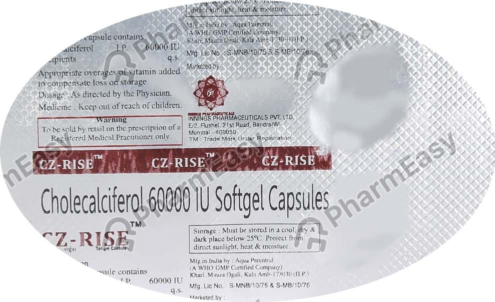 Cz Rise 60000 IU Capsule (4): Uses, Side Effects, Price & Dosage ...