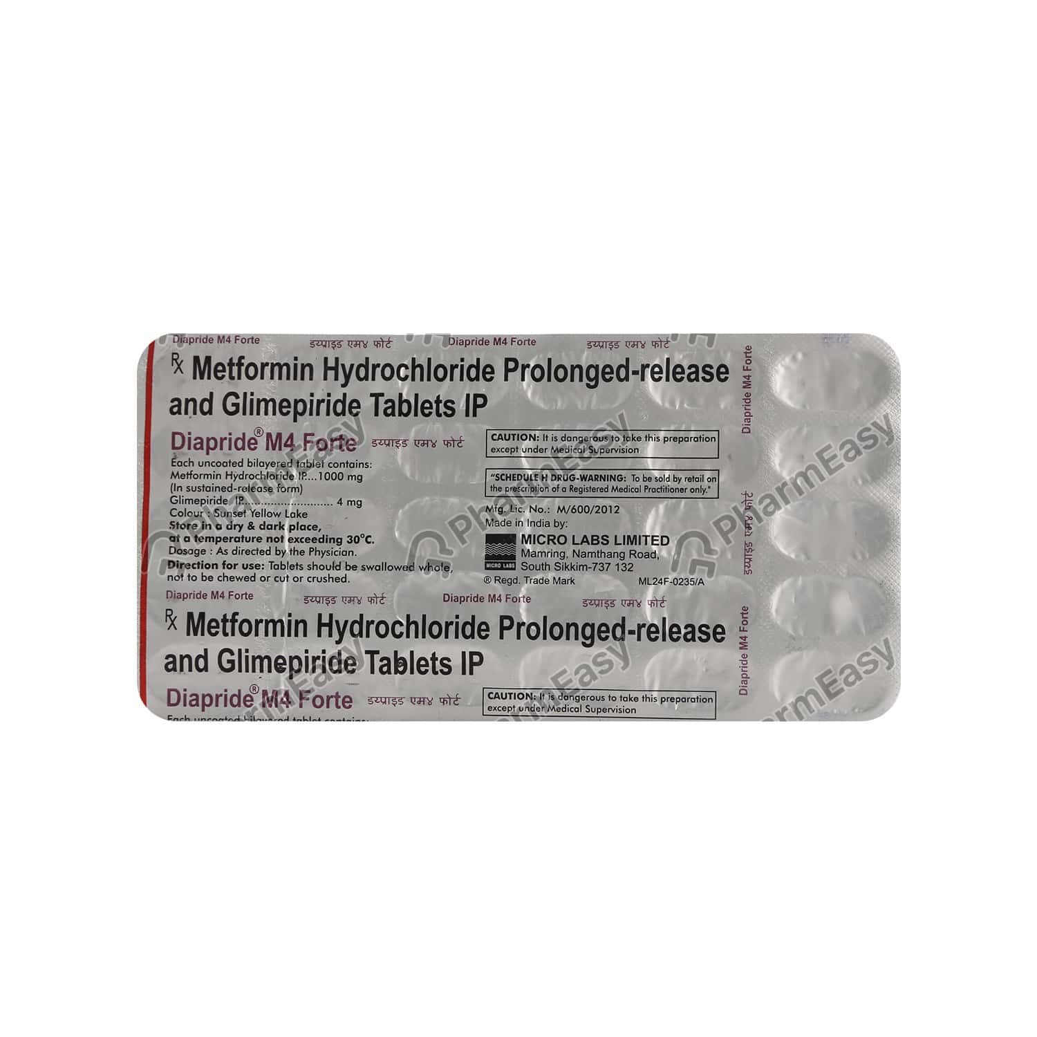 Diapride M4 Forte Strip Of 30 Tablets: Uses, Side Effects, Price ...