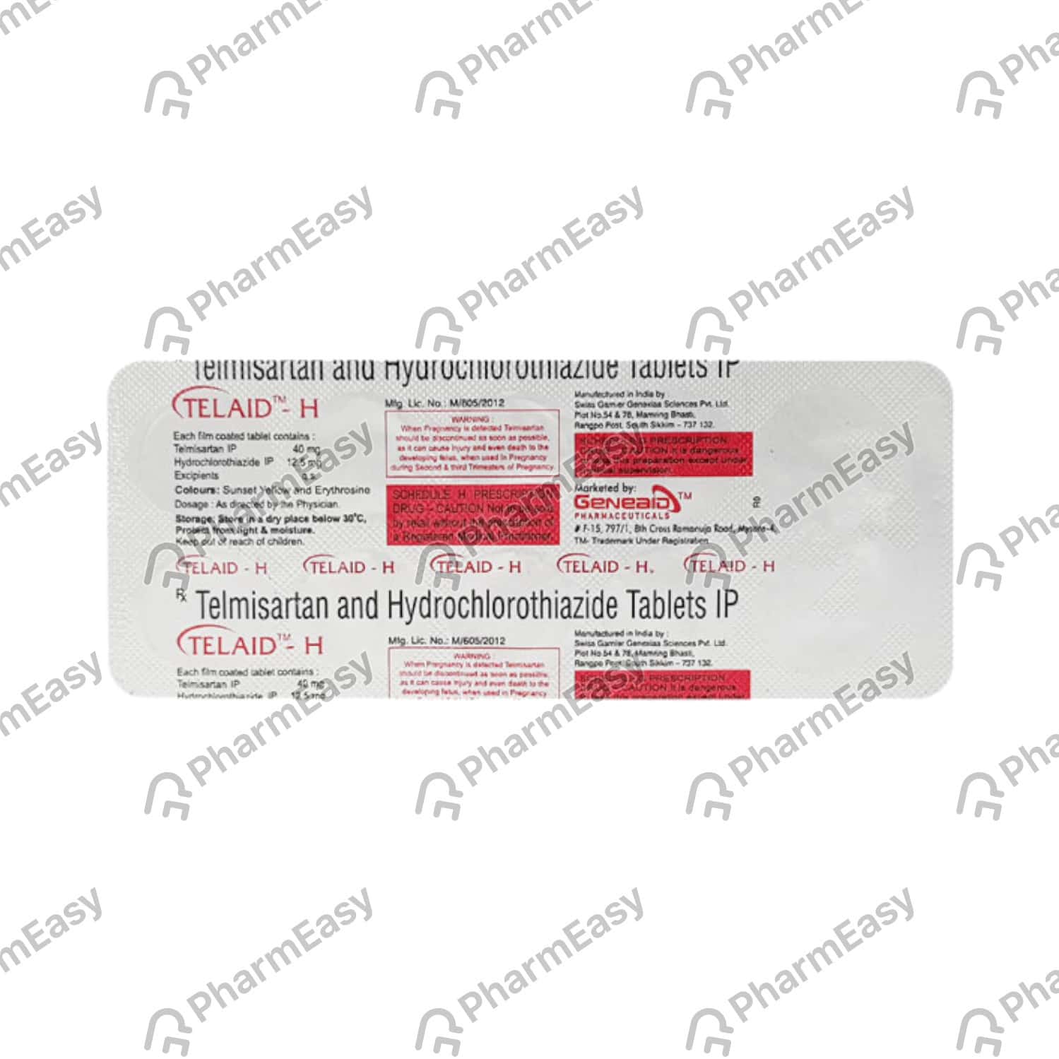 Telaid H 40/12.5mg Strip Of 10 Tablets: Uses, Side Effects, Price ...