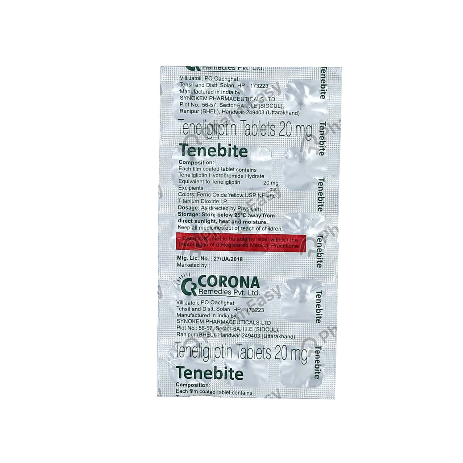 Tenebite 20 MG Tablet (15) - Uses, Side Effects, Dosage, Composition ...