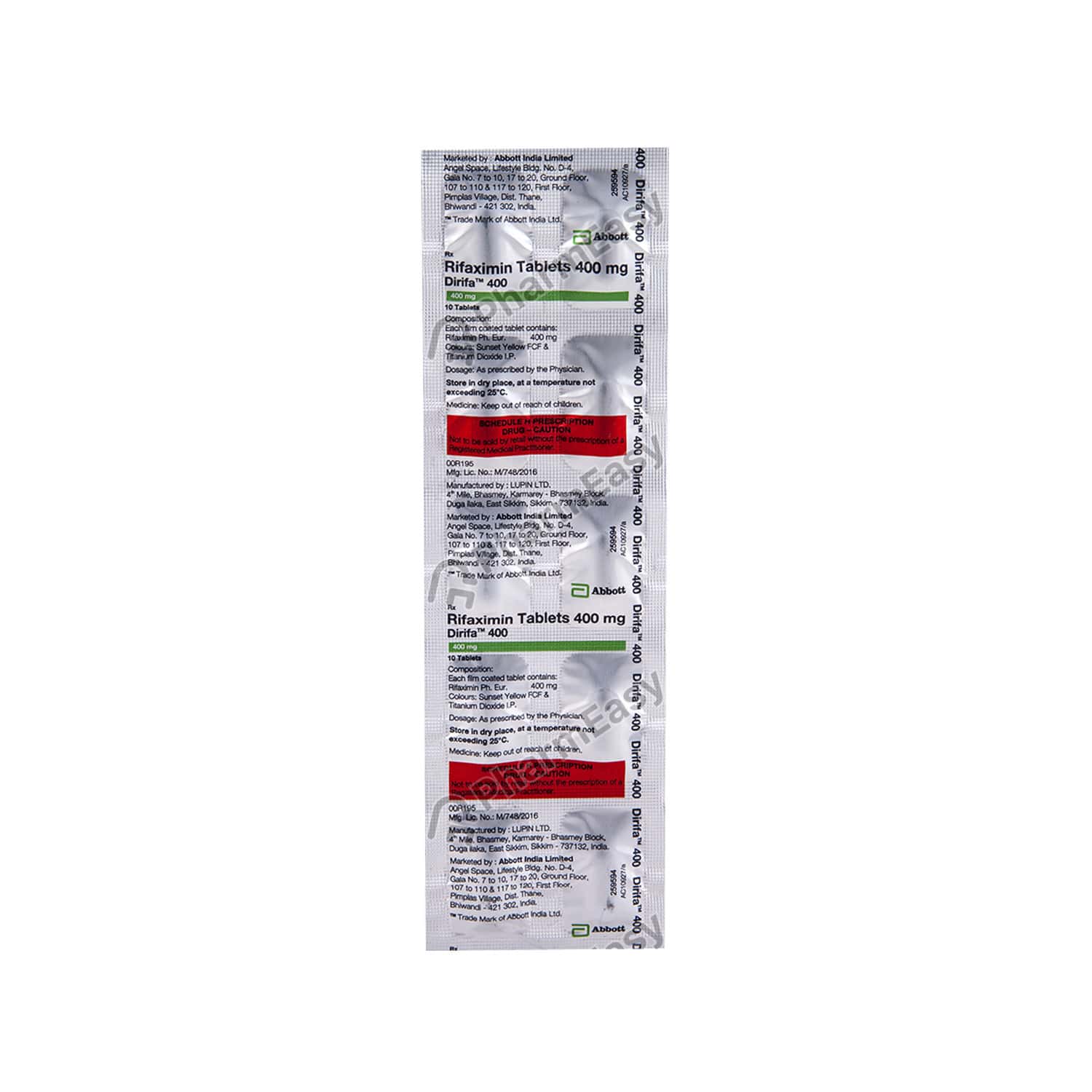 Buy Dirifa 400 MG Tablet (10) Online at Flat 18% OFF* | PharmEasy
