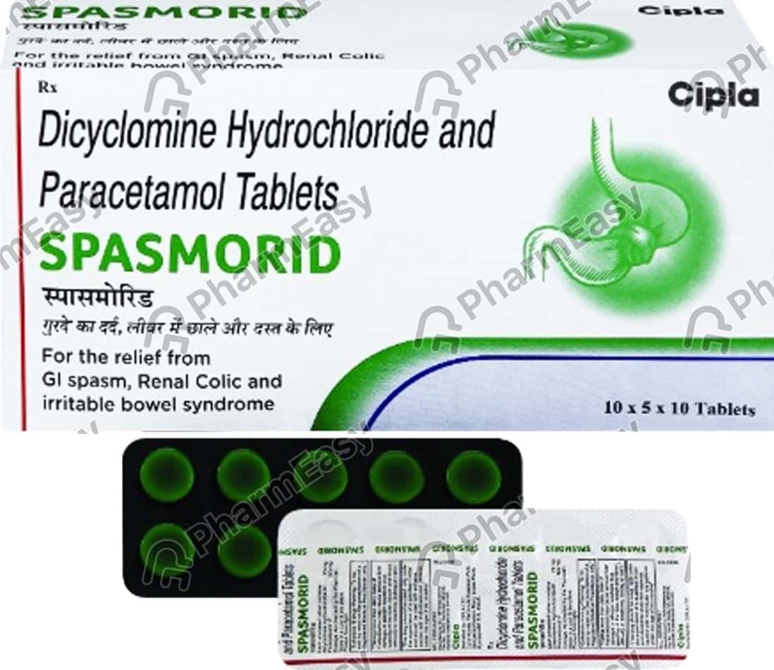 Spasmorid Strip Of 10 Tablets: Uses, Side Effects, Price & Dosage ...