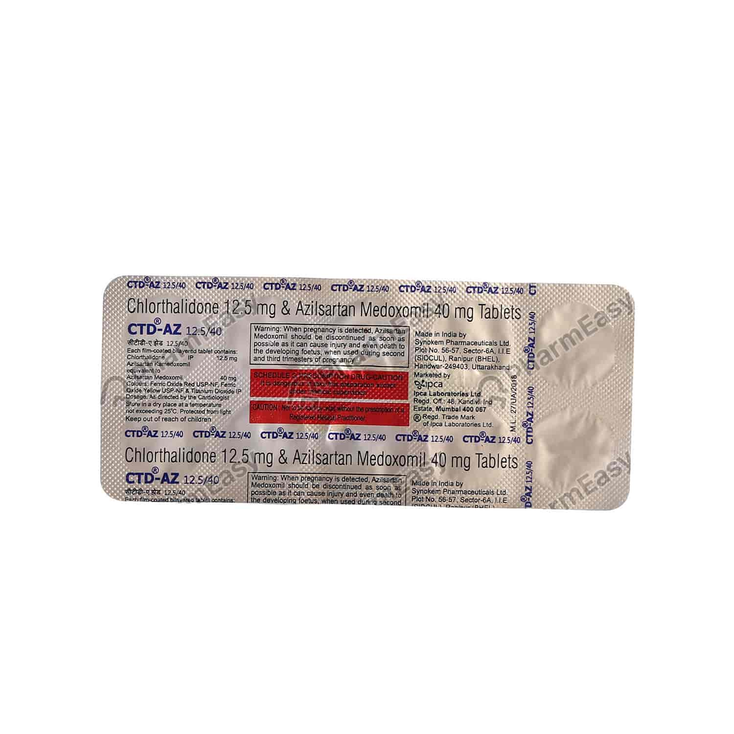 Buy Ctd Az 40/12.5 Tab 10'S Online at flat 15% off | PharmEasy