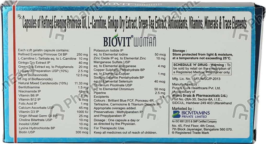 Buy Biovit Woman Strip Of 10 Capsules Online at Flat 15% OFF | PharmEasy