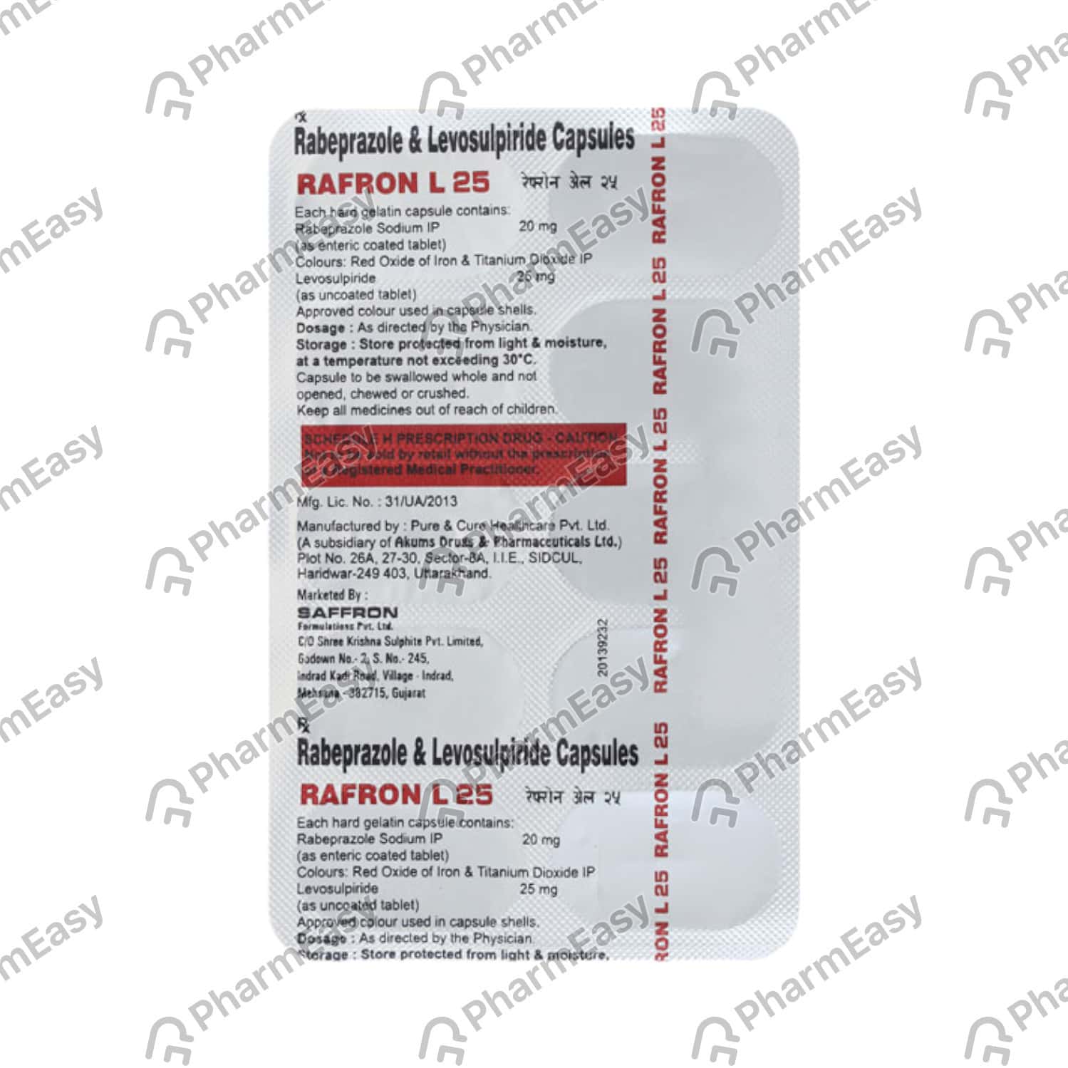 Rafron L 25mg Strip Of 10 Capsules: Uses, Side Effects, Price & Dosage ...