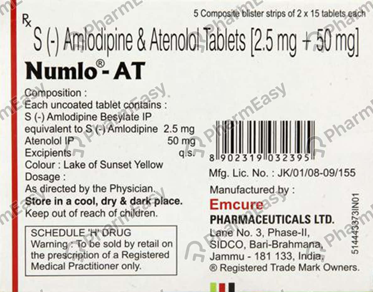 Numlo At 2.5/50mg Tablet 15'S: Uses, Side Effects, Price & Dosage ...