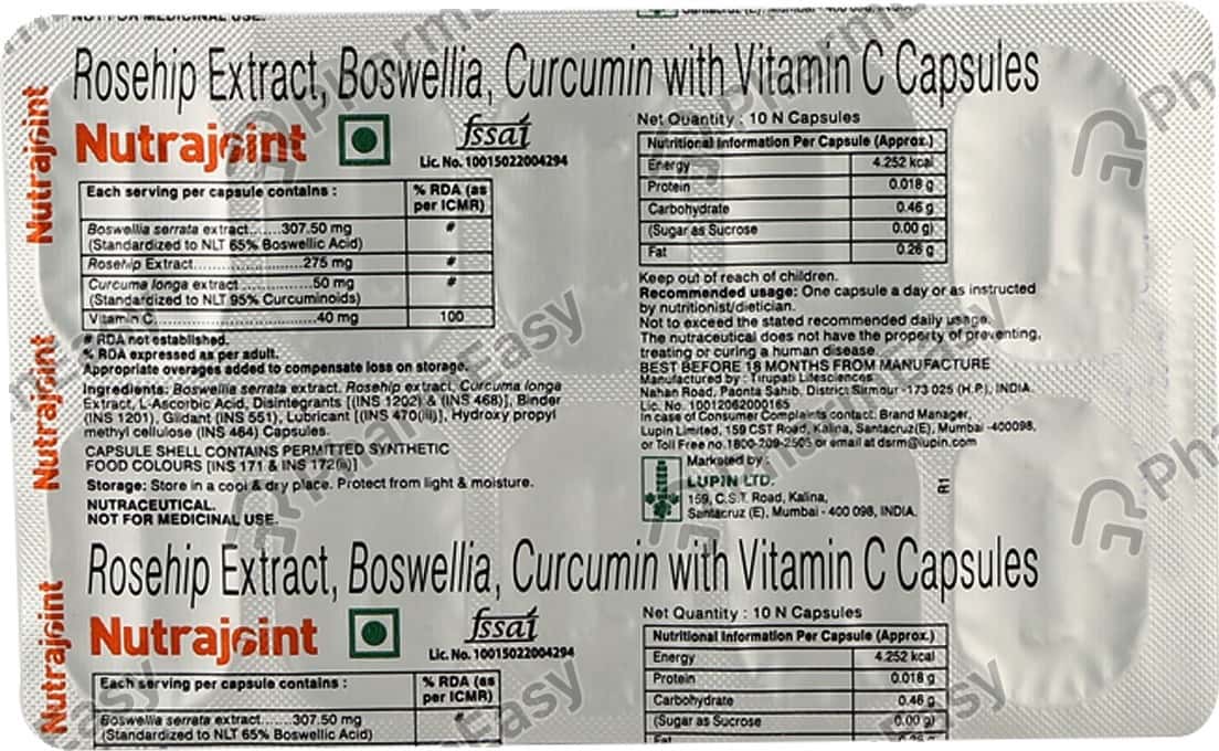 Buy Nutrajoint Strip Of 10 Capsules Online at Flat 15% OFF | PharmEasy