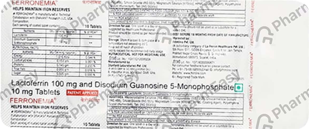 Buy Ferronemia Strip Of 10 Tablets Online at Flat 15% OFF | PharmEasy