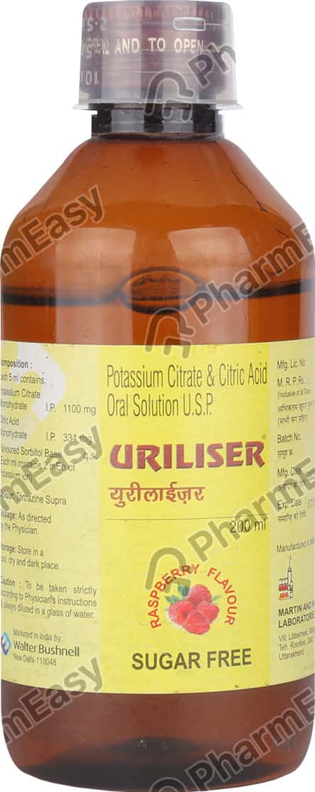 Uriliser Raspberry Flavour Sugar Free Bottle Of 200ml Oral Solution ...