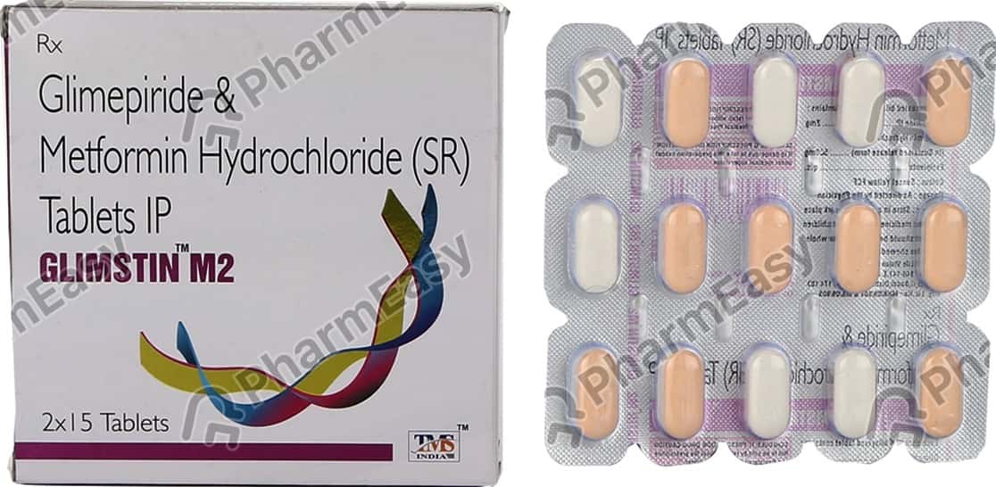 Glimstin M 2 Strip Of 15 Tablets: Uses, Side Effects, Price & Dosage ...